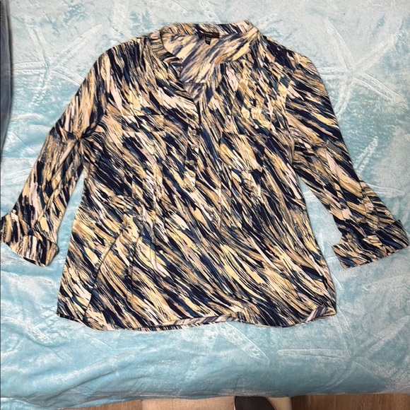 Cocomo | Tops | Cocomo Tan Relaxed 34 Sleeve Blouse With Mandarin ...